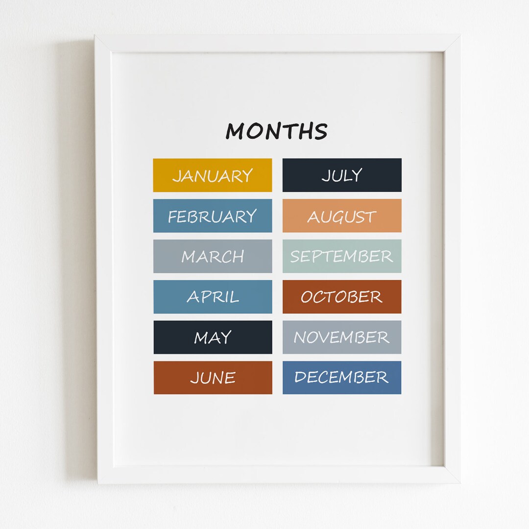 Months Chart, Months Printable, Feelings Print, Education Printable ...
