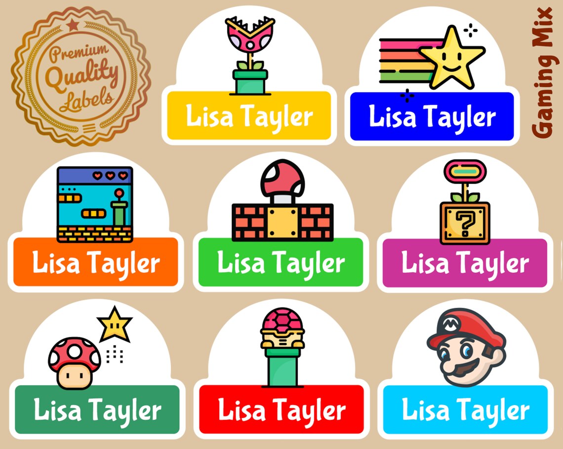 Cute Custom Name 16 X Premium Label Gaming Mix Perfect - Etsy