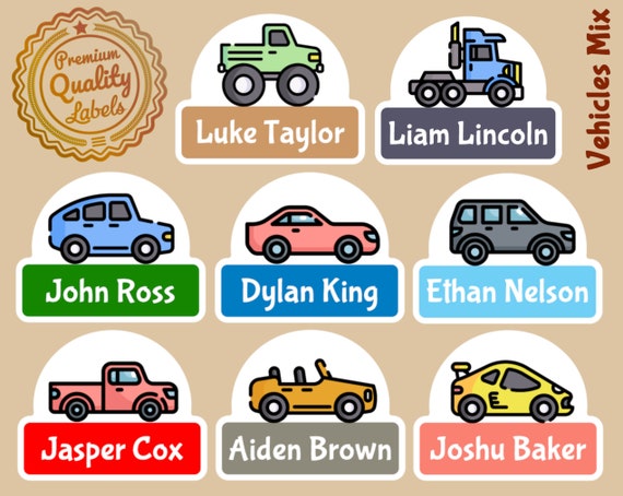 Cute Custom Name 32 X Premium Label Children's Vehicle | Etsy