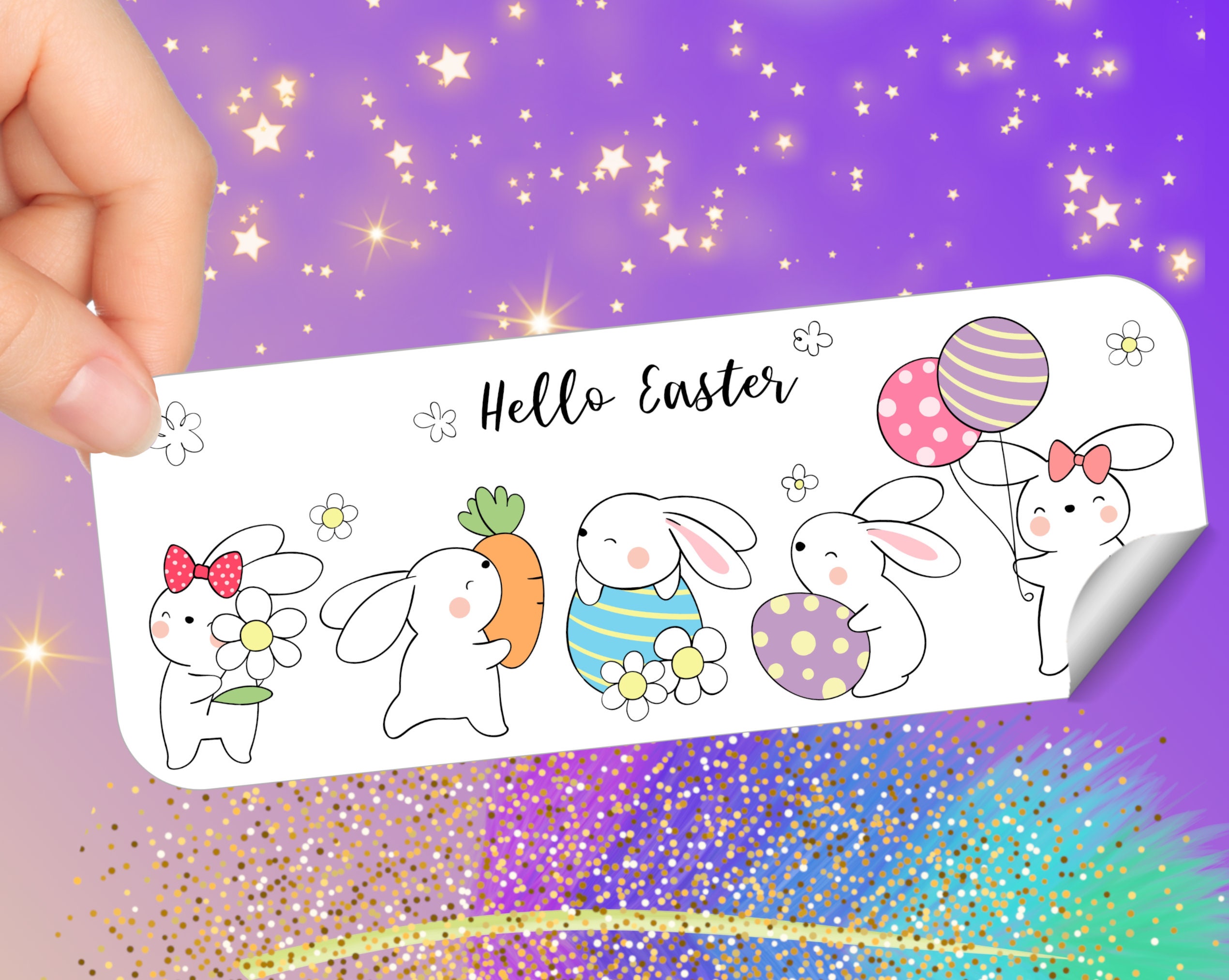 Bunny Friends Premium Sticker Thank You Stickers Multi - Etsy