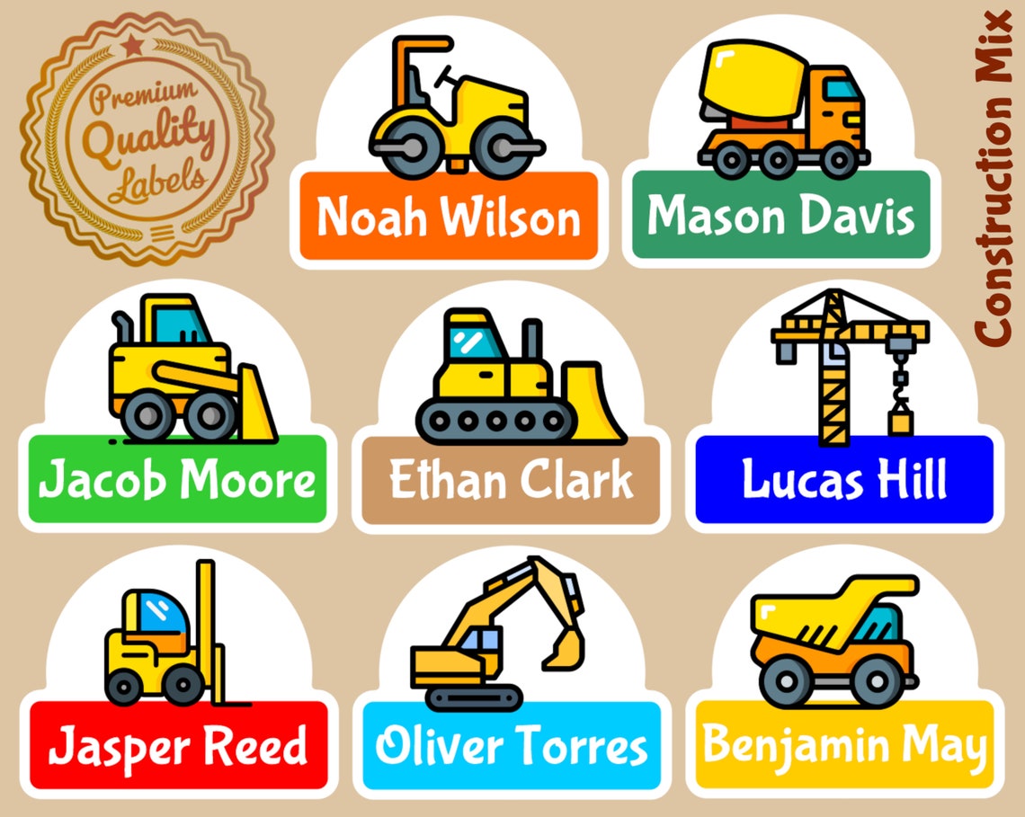 Cute Custom Name 128 X Premium Label Construction Mix | Etsy