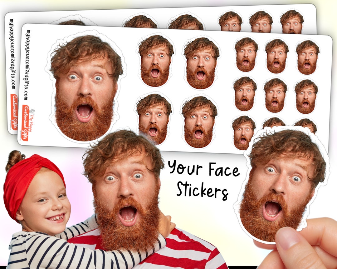 Custom Stickers - Face Sticker Sheet | 14 High Quality - Picture Decals ...