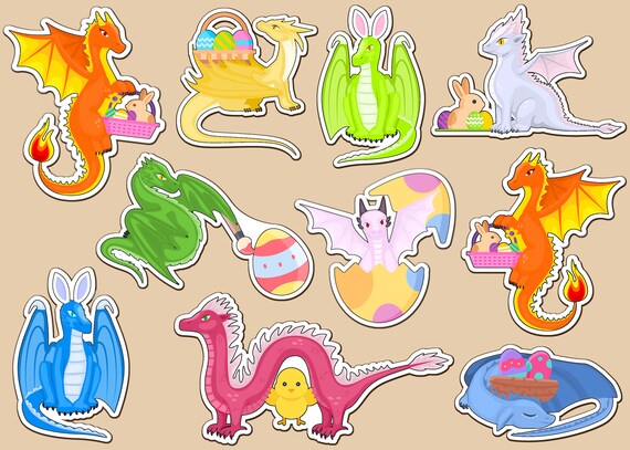 Best Dragon Set of Premium Sticker Fantasy Dragons 4 - Etsy