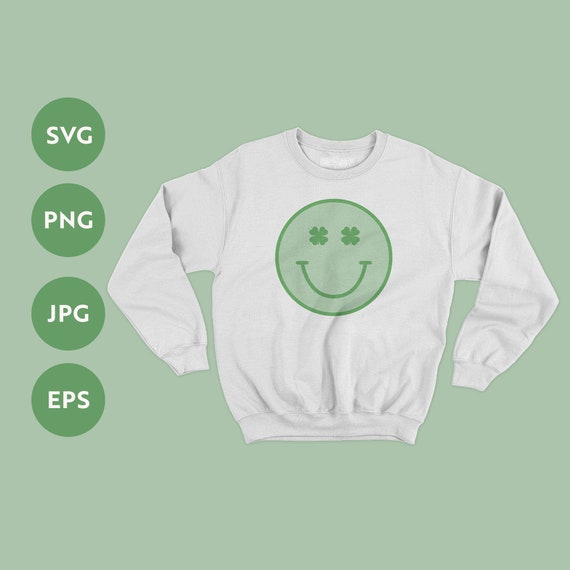 Clover Smiley SVG Lucky Smiley Face Svg Smiley Clover SVG | Etsy