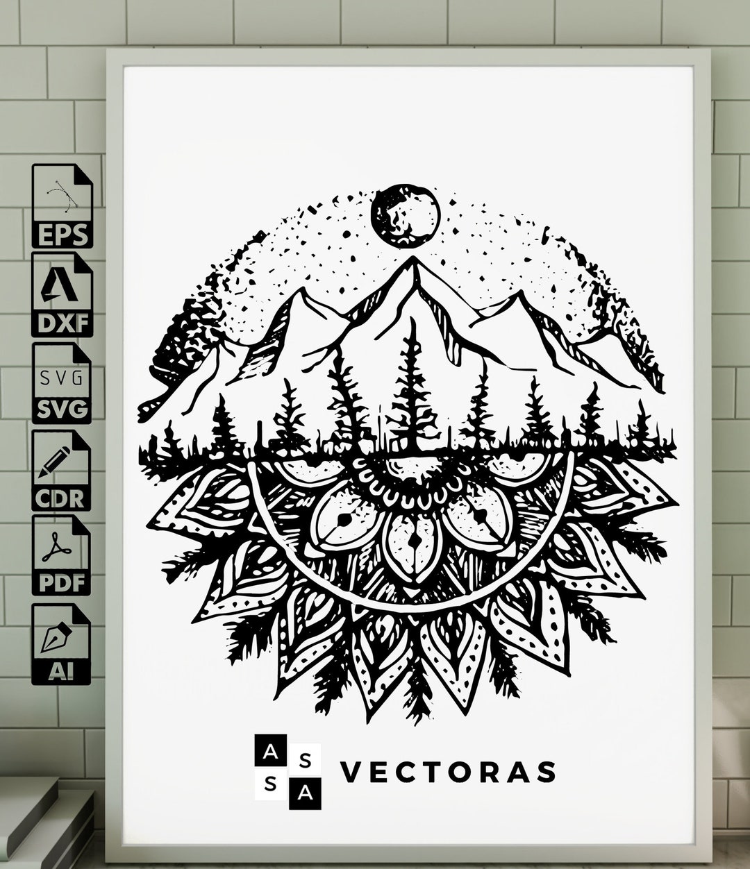 Desert Mountain Mandala Mountain Mandala Layered Mountain - Etsy