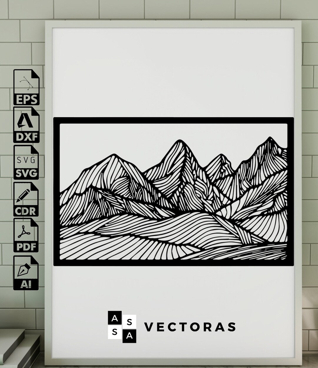 Mountain Design Laser Cut Svg Dxf Files Wall Sticker Engraving - Etsy ...