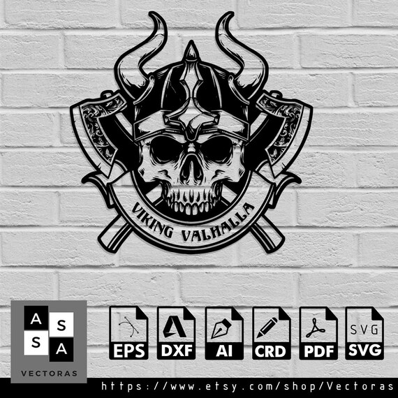 Viking Skull Valhalla Laser Cut Svg Dxf Pdf Sticker Engraving | Etsy ...