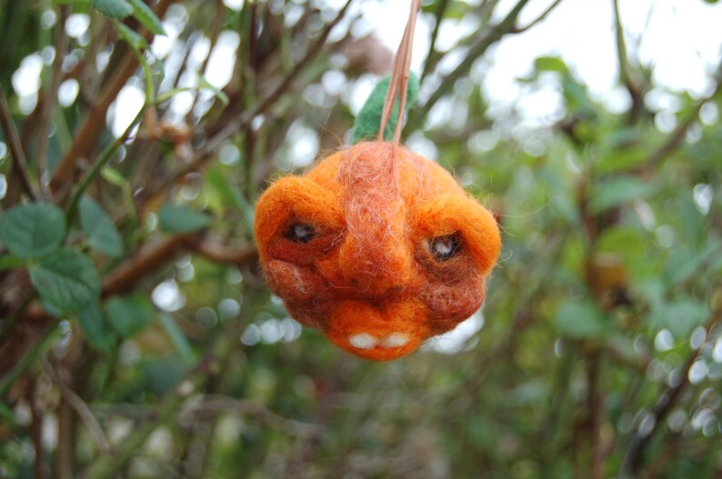 Needle Felt Wool Jack O Lantern, Pumpkin Head, Autumn Decoration ...