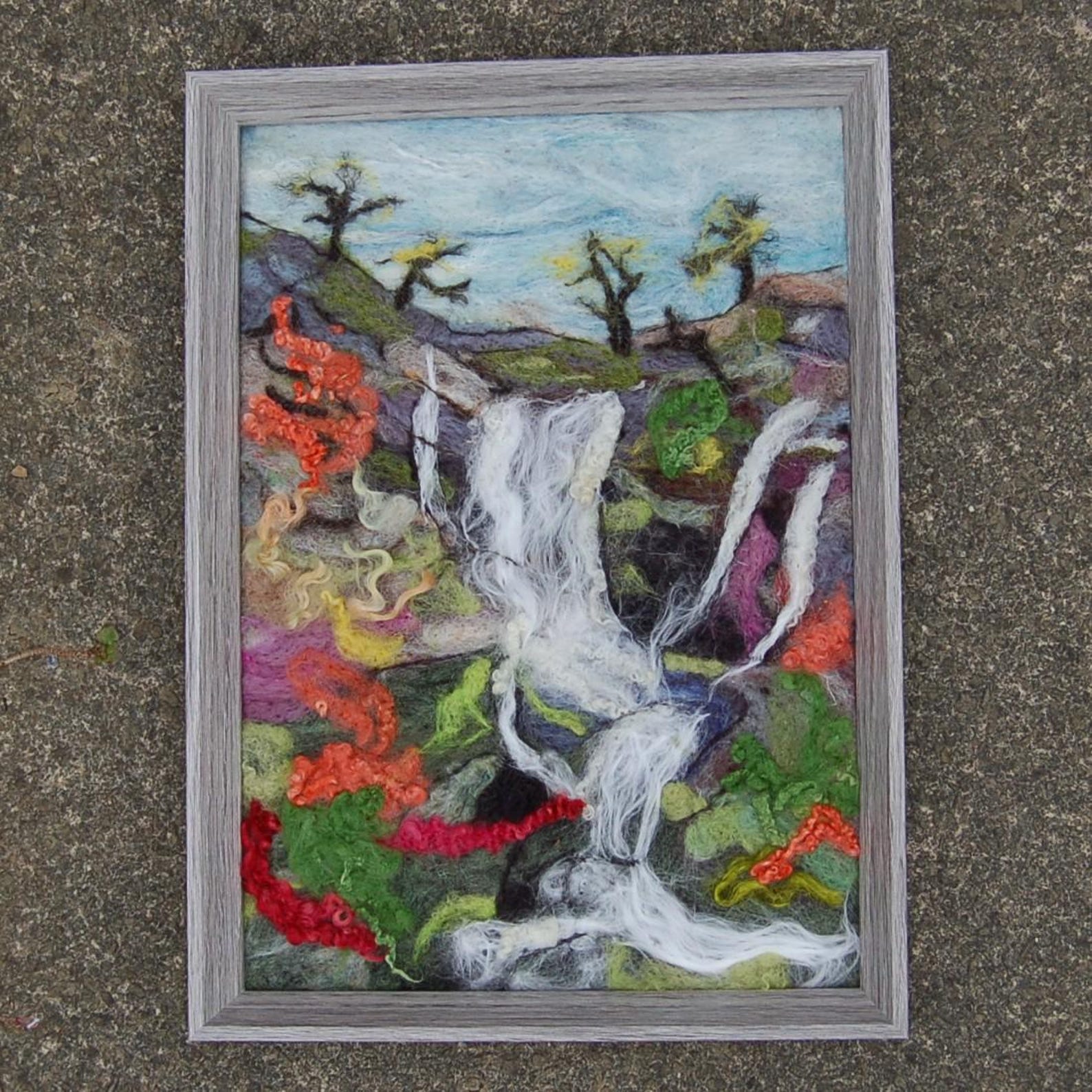 Needle Felt Picture of a Waterfall - Fibre Art Picture - 23 X 32 Cm - Etsy