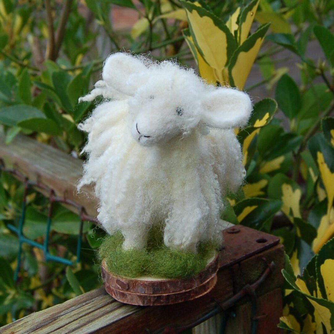 Curly Fleeced Wool Sheep Ornament, Fibre Art Collectable Sheep, Needle Felt Sheep, Easter Lamb ...
