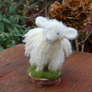 Curly Fleeced Wool Sheep Ornament, Fibre Art Collectable Sheep, Needle Felt Sheep, Easter Lamb ...