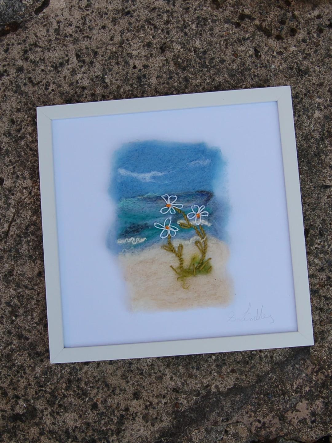 Coastal Textile Picture - Beach Daisies - Textile Art Picture - Hand ...