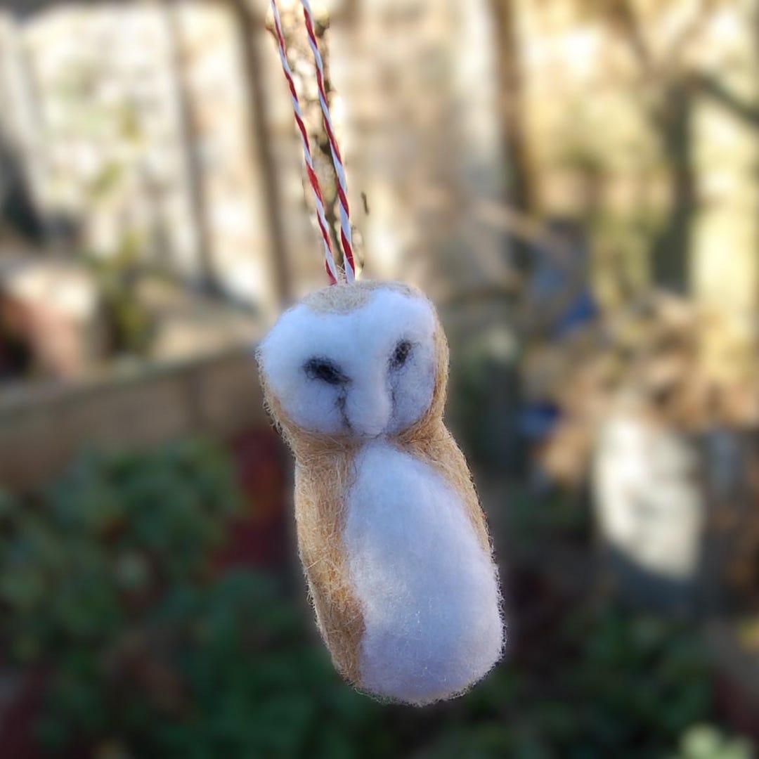 Barn Owl Christmas Tree Bauble, Xmas Bauble Needlefelt Wool Barn Owl ...