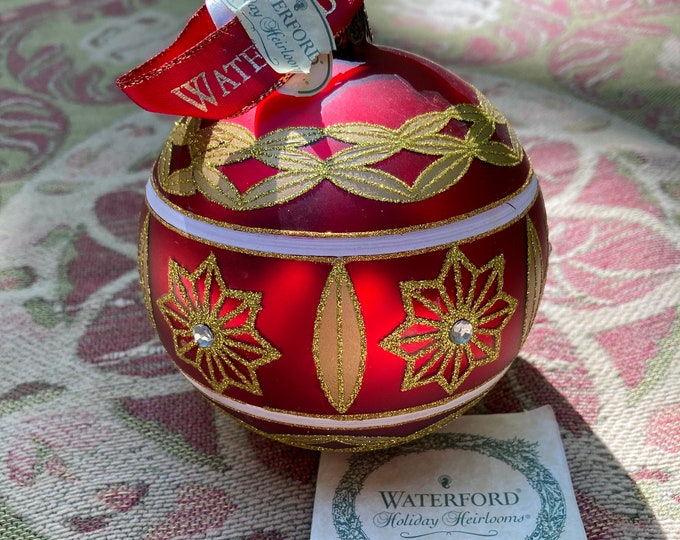 Vintage Waterford Holiday Heirlooms Glass Christmas Ornament Red ...