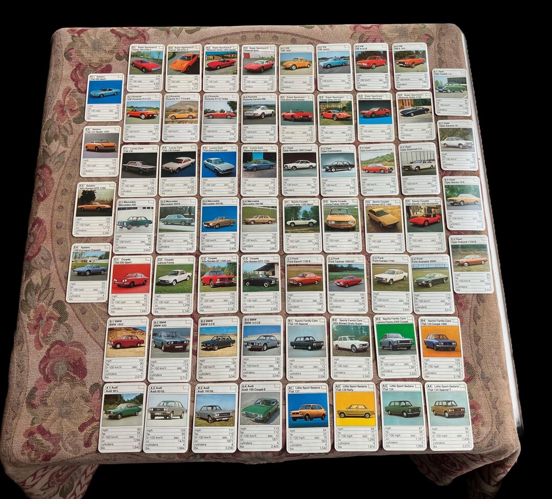 Two Vintage 32-card Sets (cars) of Quartet Game Cards Released 1976 to ...