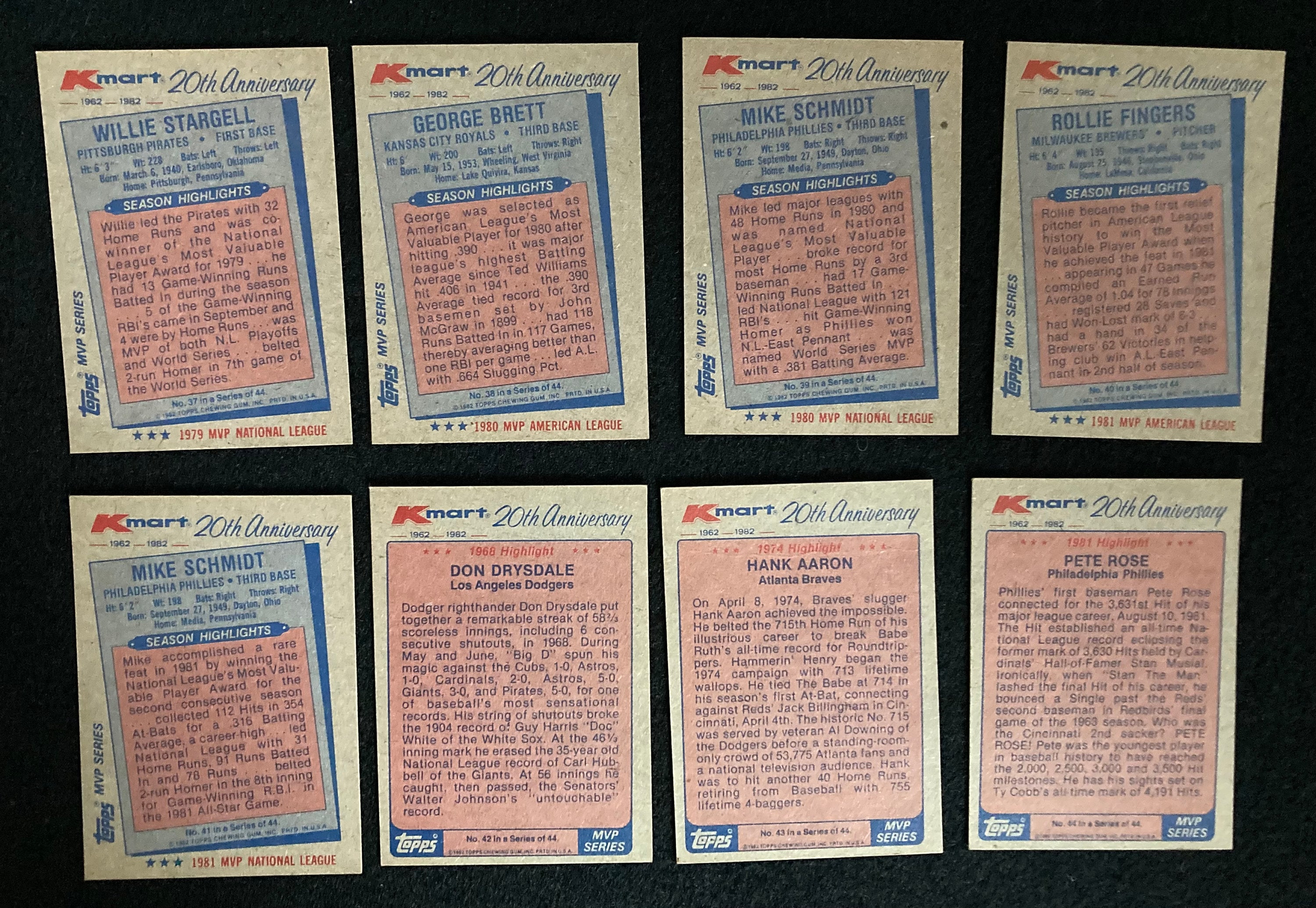 Kmart Topps Limited Edition 20th Anniversary AL & NL Mvp's Baseball ...