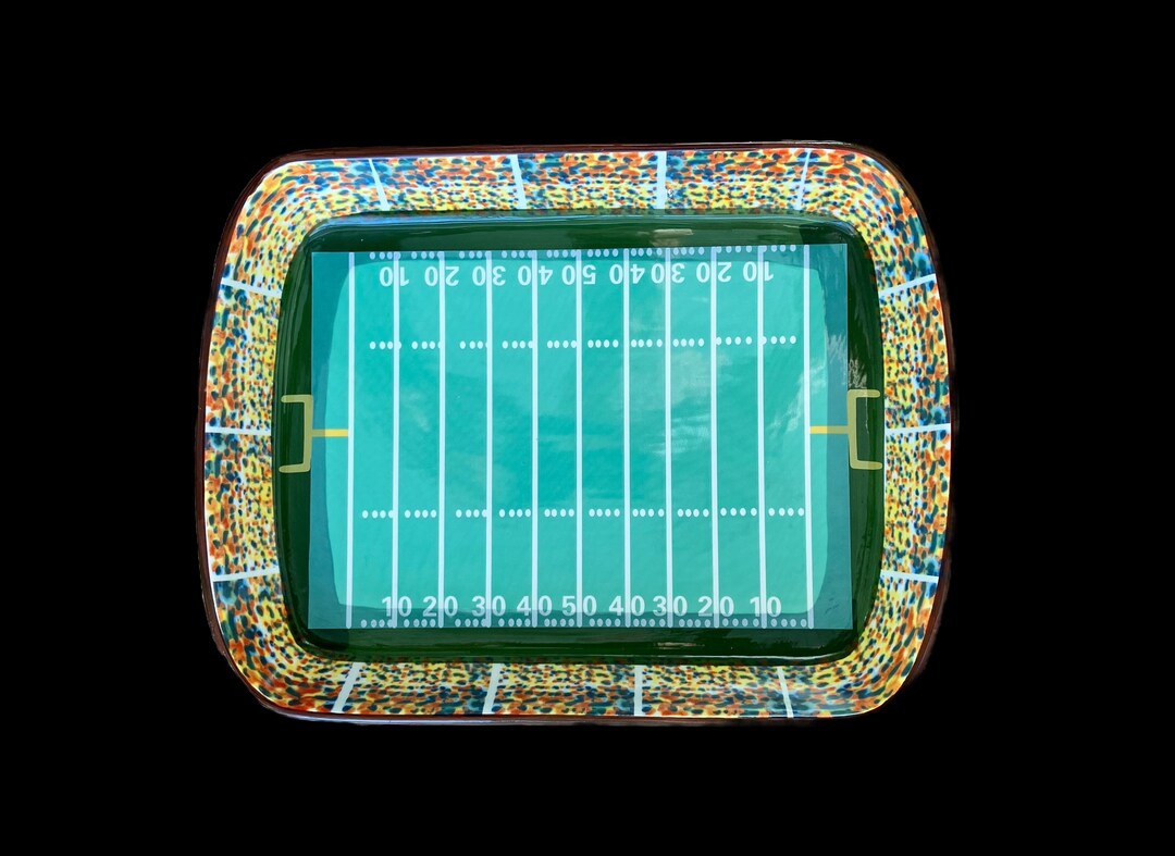 Ceramic Football Stadium Chip Platter, Super Bowl Party, Football Decor ...