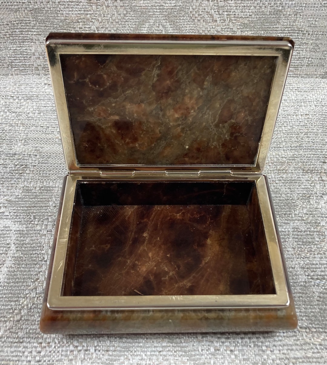 Vintage Genuine Alabaster Hand Carved Hinged Jewelry/trinket Box, Made ...