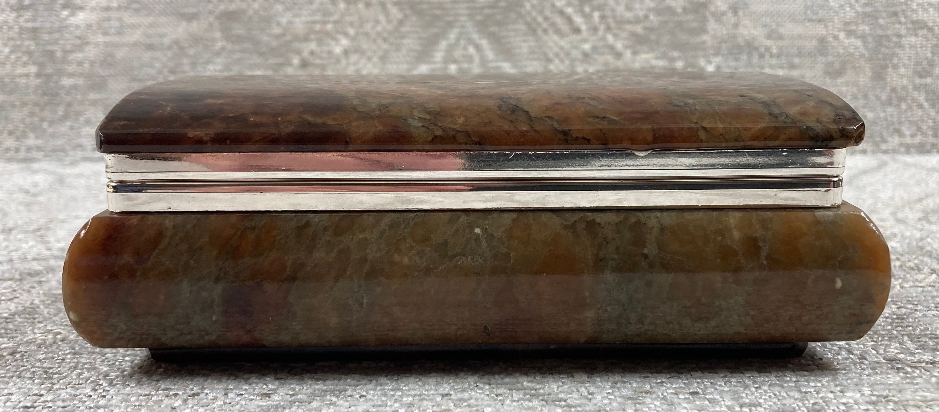 Vintage Genuine Alabaster Hand Carved Hinged Jewelry/trinket Box, Made ...