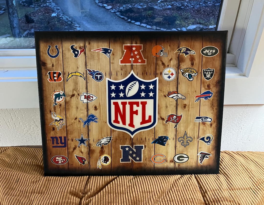Framed NFL Team Logo Poster Crate Canvas Wall Art, Home Decor, Canvas ...