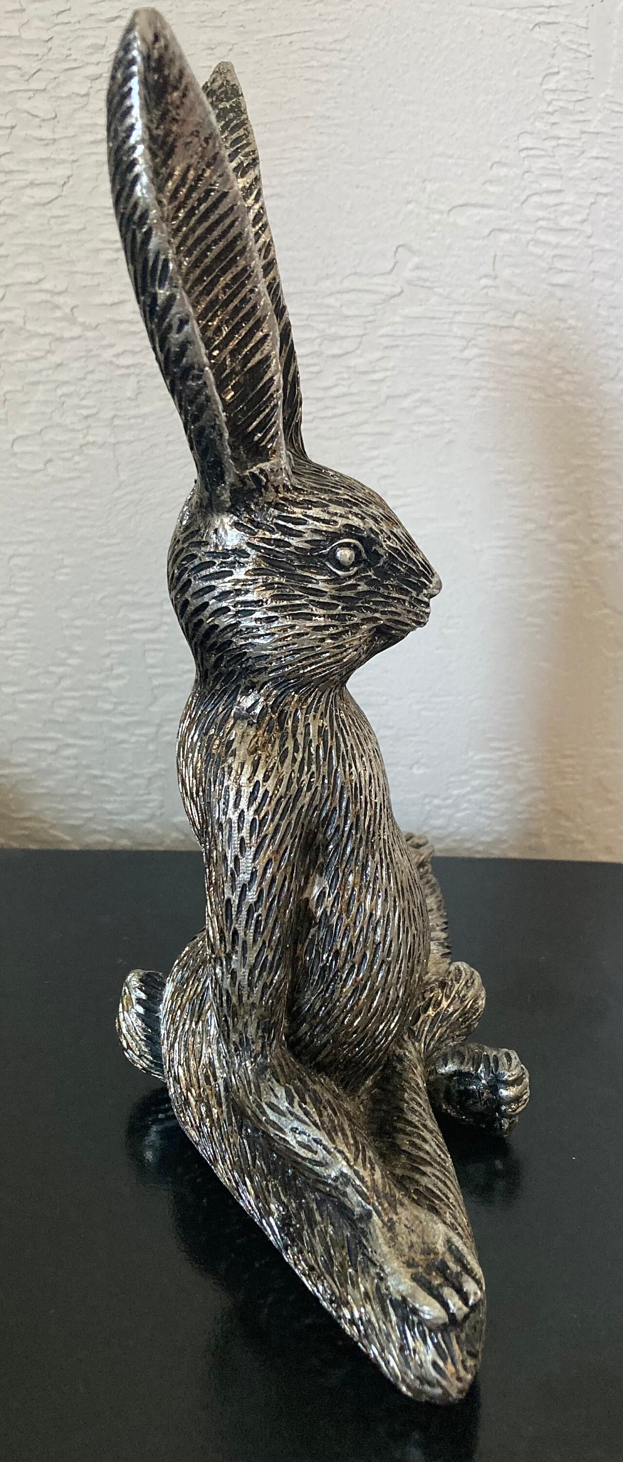 Meditating Yoga Zen Rabbit Bunny Figurine in a Faux Antiqued Silver ...
