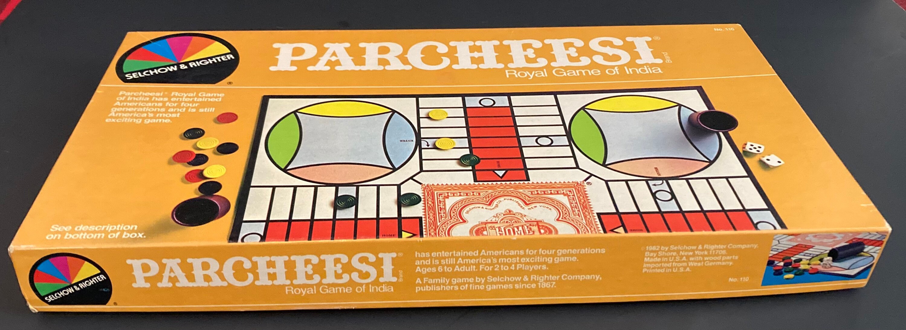 PARCHEESI, A Royal Game of India, Game No. 110 by Selchow and Righter ...