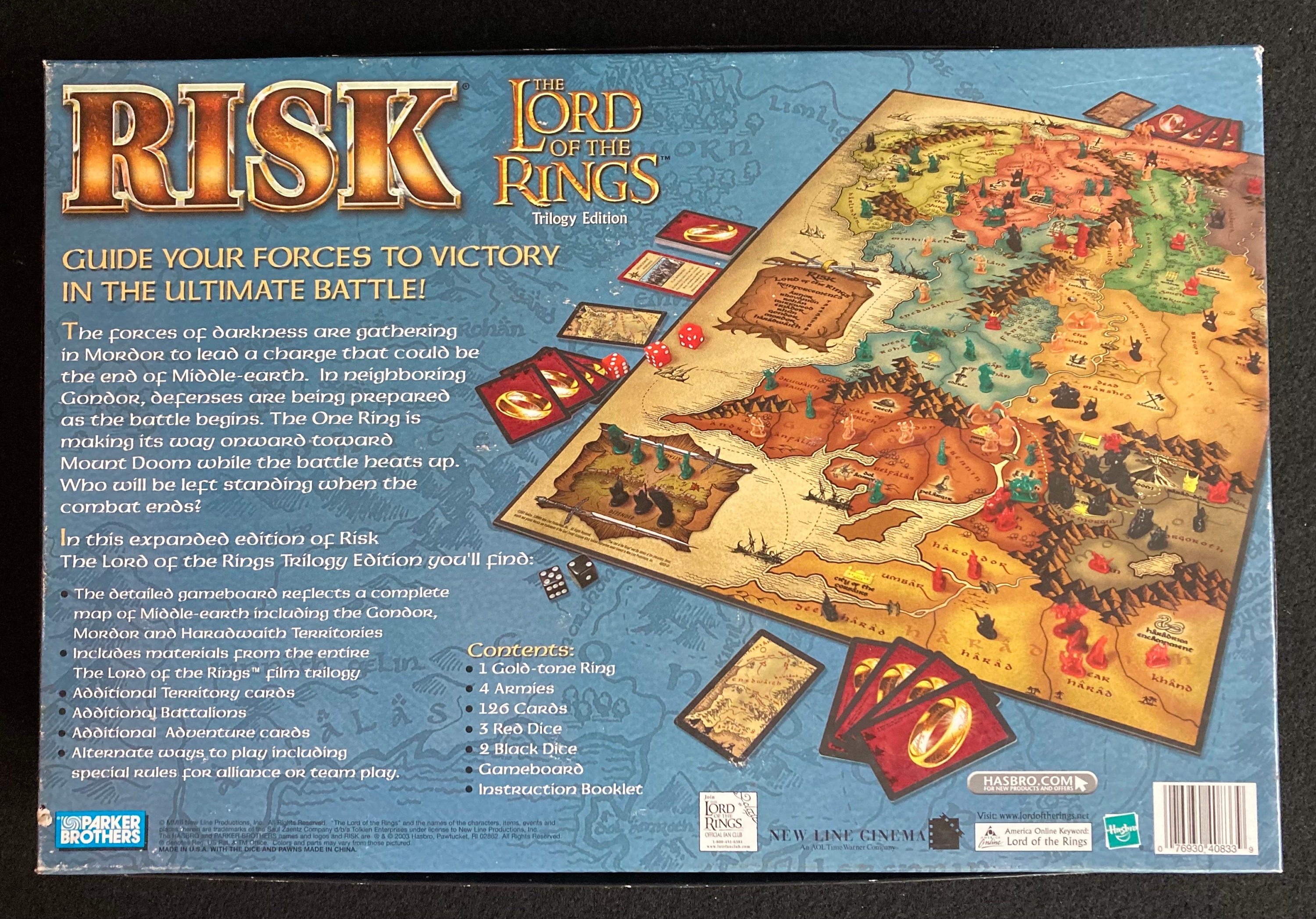 RISK, the Lord of the Rings, Trilogy Edition, Parker Brothers, 2003 - Etsy