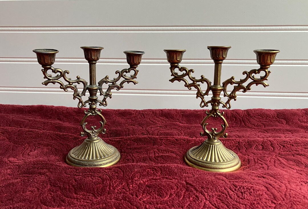 Vintage Pair of Italian Solid Brass Mini (5" Tall) Candelabras ...