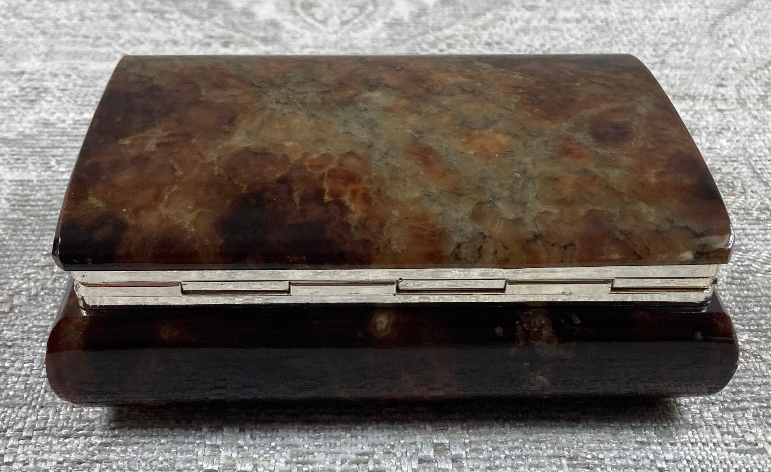 Vintage Genuine Alabaster Hand Carved Hinged Jewelry/trinket Box, Made ...