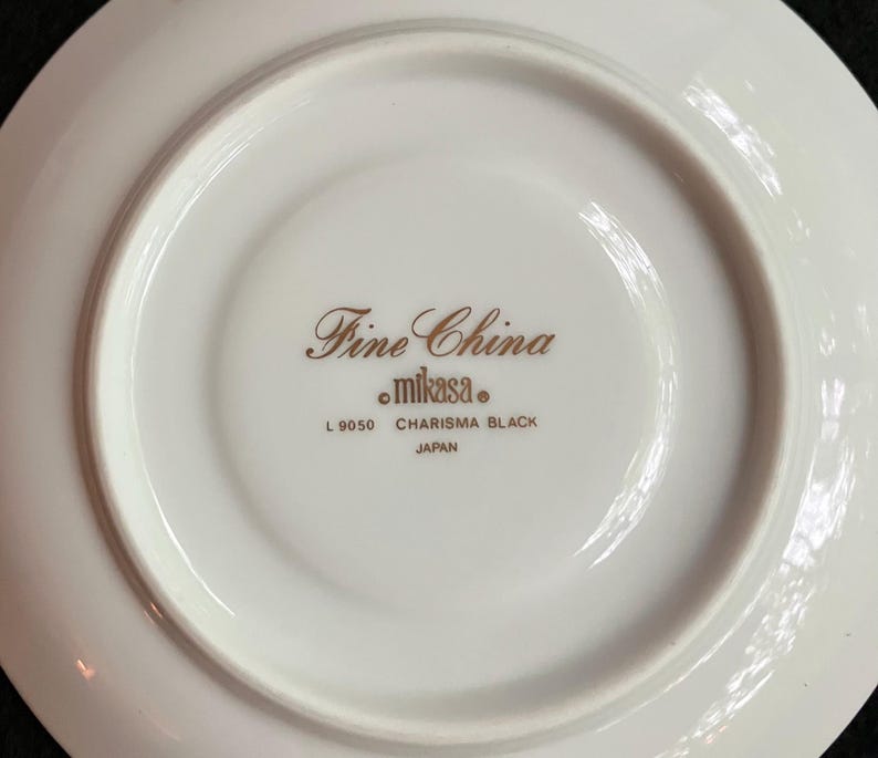 Vintage Mikasa Charisma Black Cup and Saucer Set: Floral Porcelain With ...