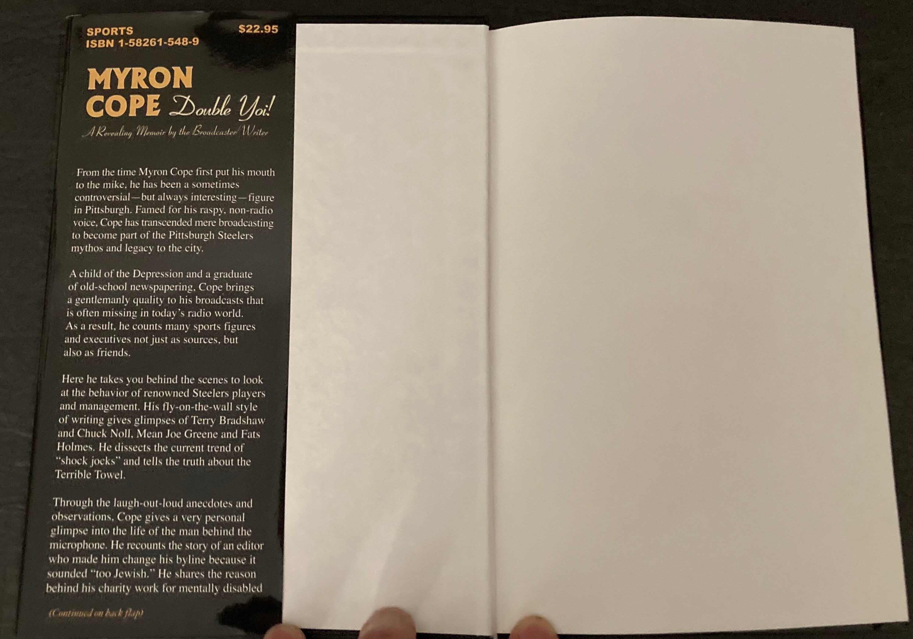 Myron Cope Double Yoi!, A Revealing Memoir by the Broadcaster/writer - Etsy