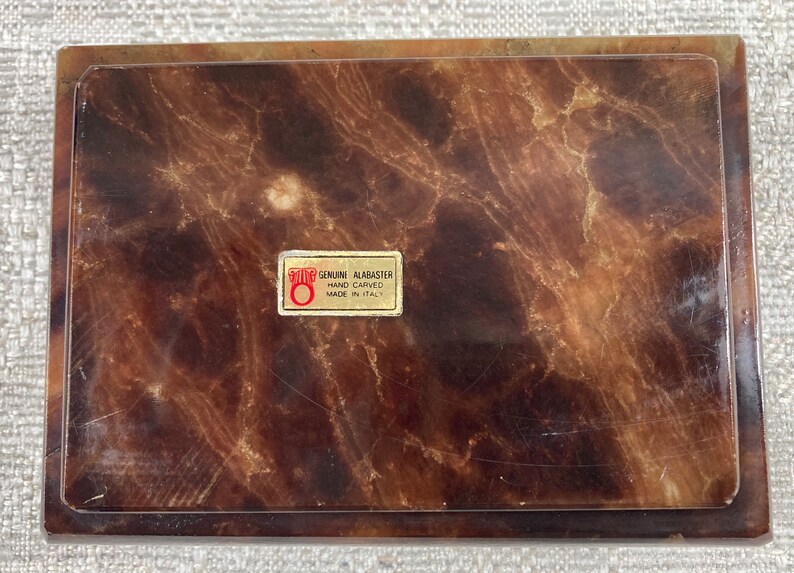 Vintage Genuine Alabaster Hand Carved Hinged Jewelry/trinket Box, Made ...