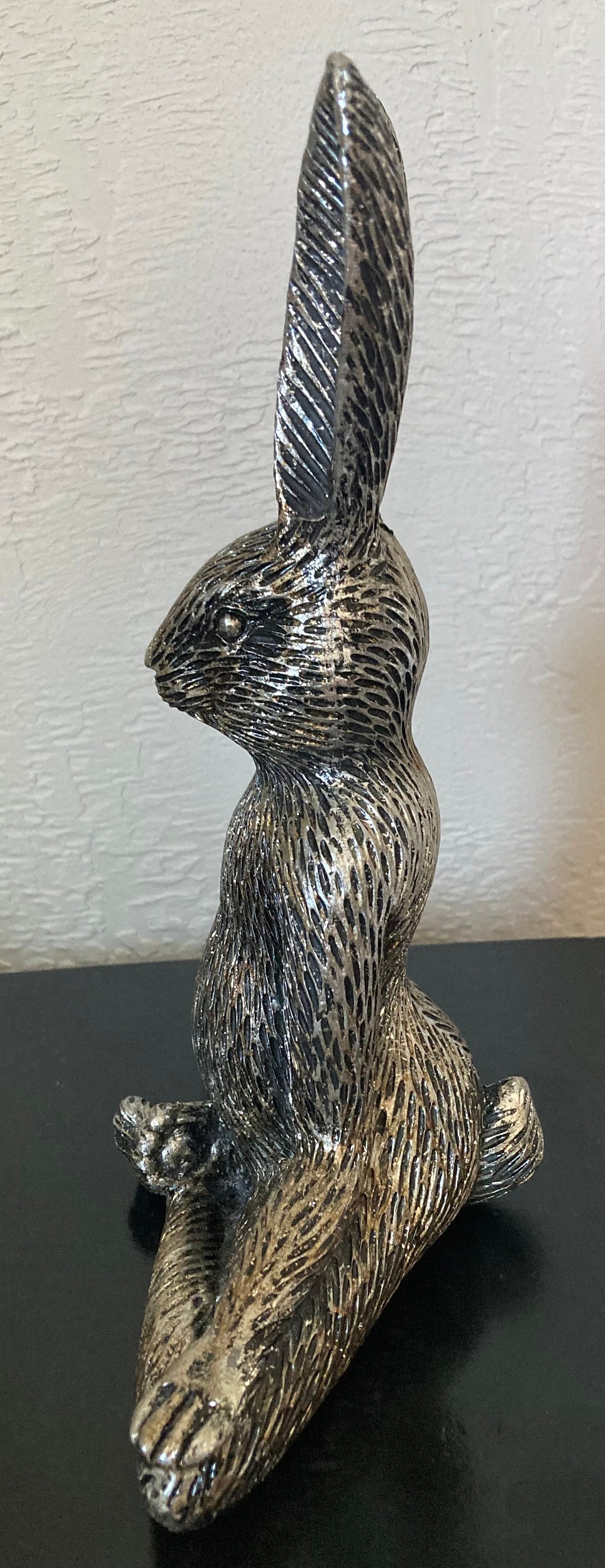 Meditating Yoga Zen Rabbit Bunny Figurine in a Faux Antiqued Silver ...