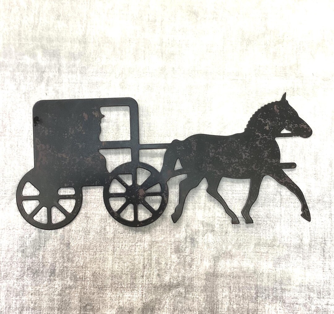 Amish Rustic Horse Buggy Carriage Metal Wall Decor Hanging - Etsy