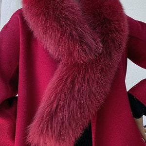 Women's Brand New Burgundy Red Fox Fur Collar Scarf Ladies - Etsy