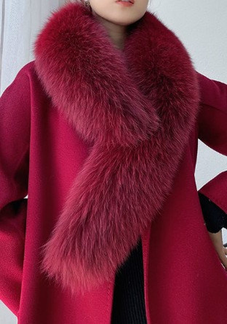 Women's Brand New Burgundy Red Fox Fur Collar Scarf Ladies - Etsy
