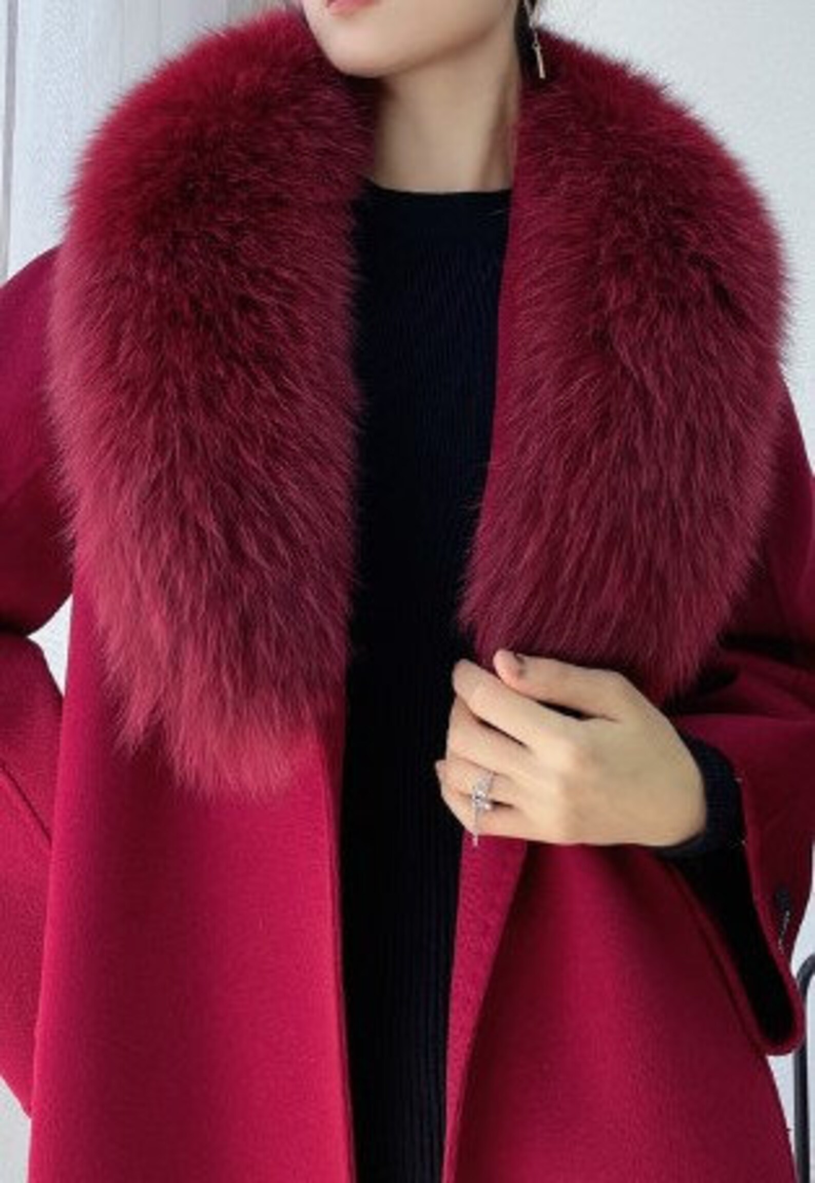 Women's Brand New Burgundy Red Fox Fur Collar Scarf Ladies - Etsy