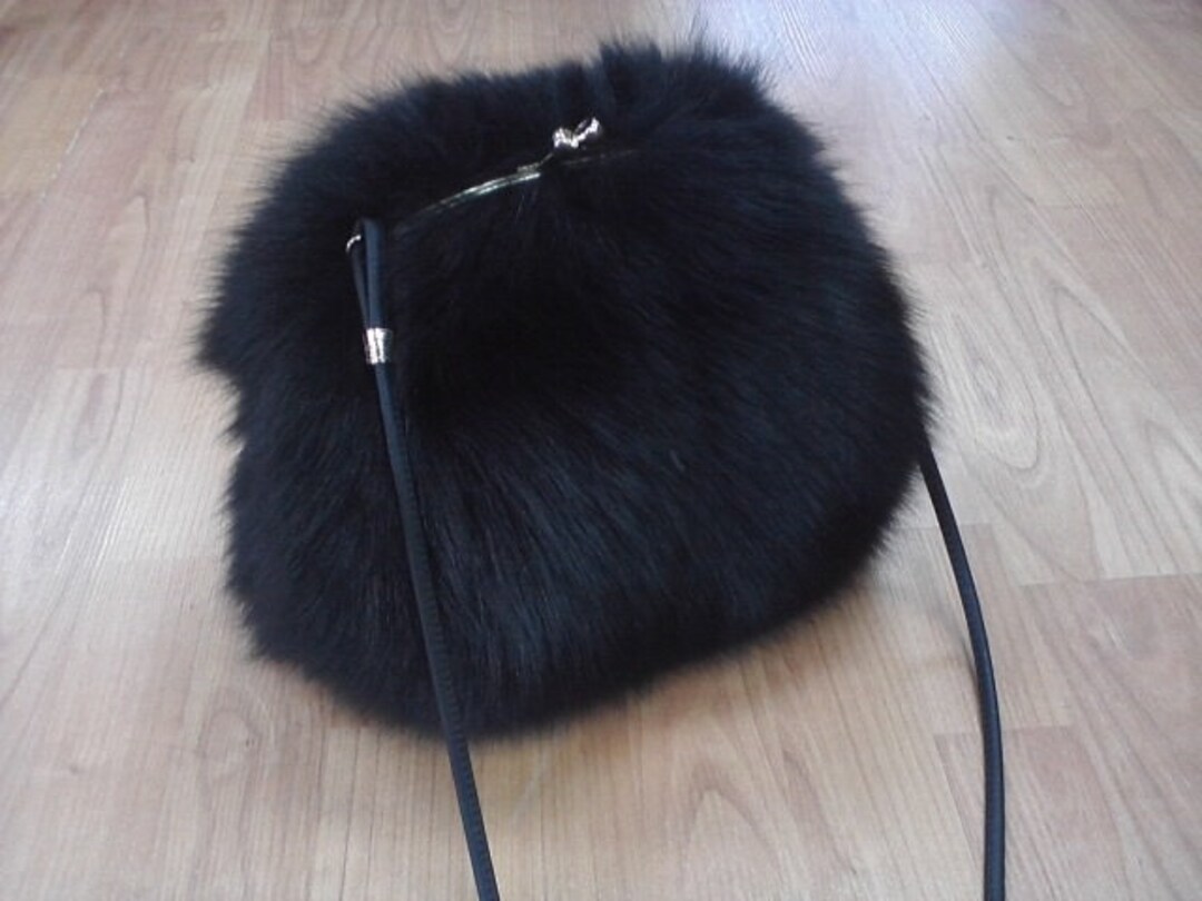 New Full Black Fox Fur Bag Purse Crossbody Hand Muff Purse SALE - Etsy