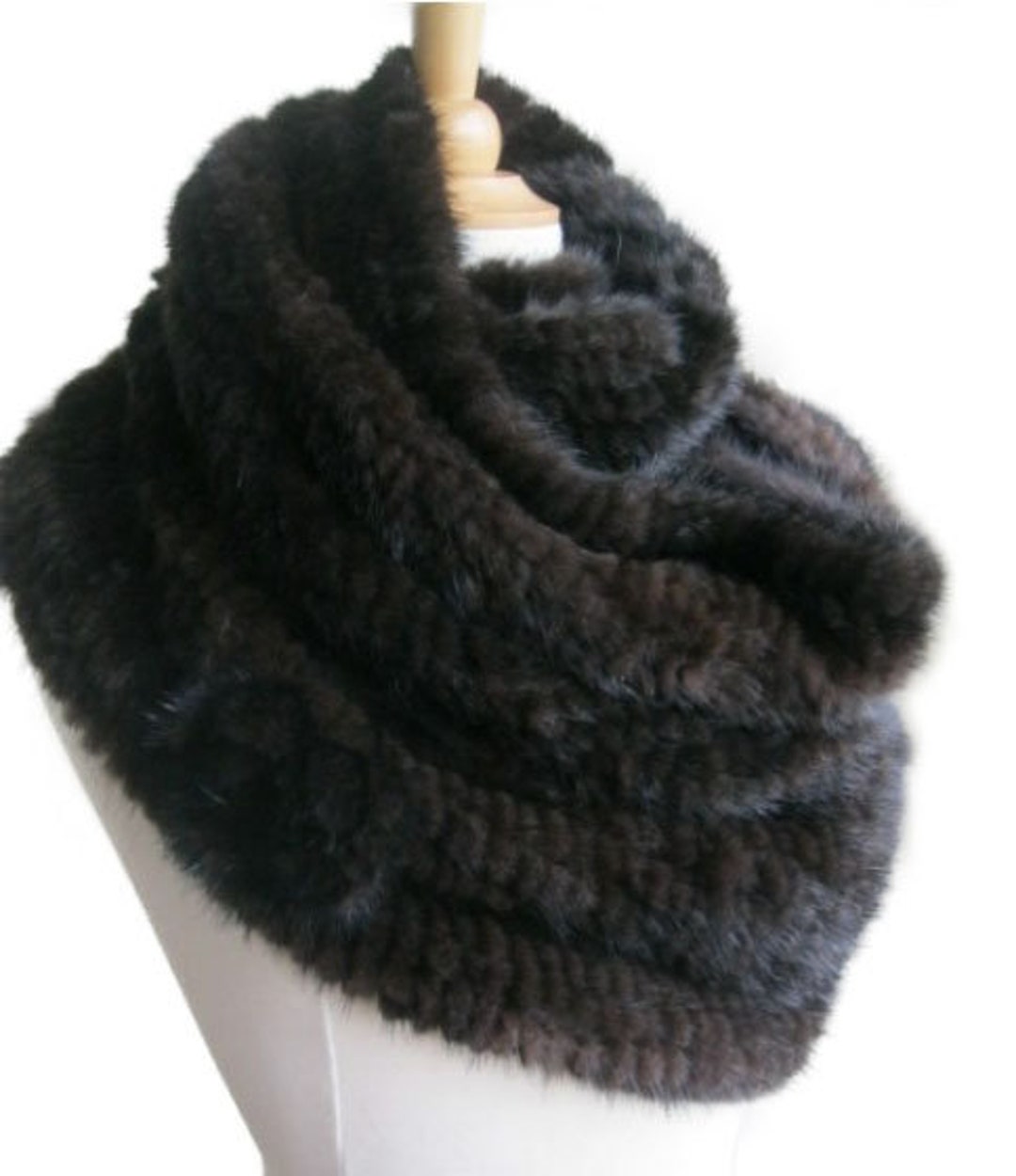 Women's Knitted Mink Fur Tube Infinity Wrap Scarf Neck Warmer - Etsy