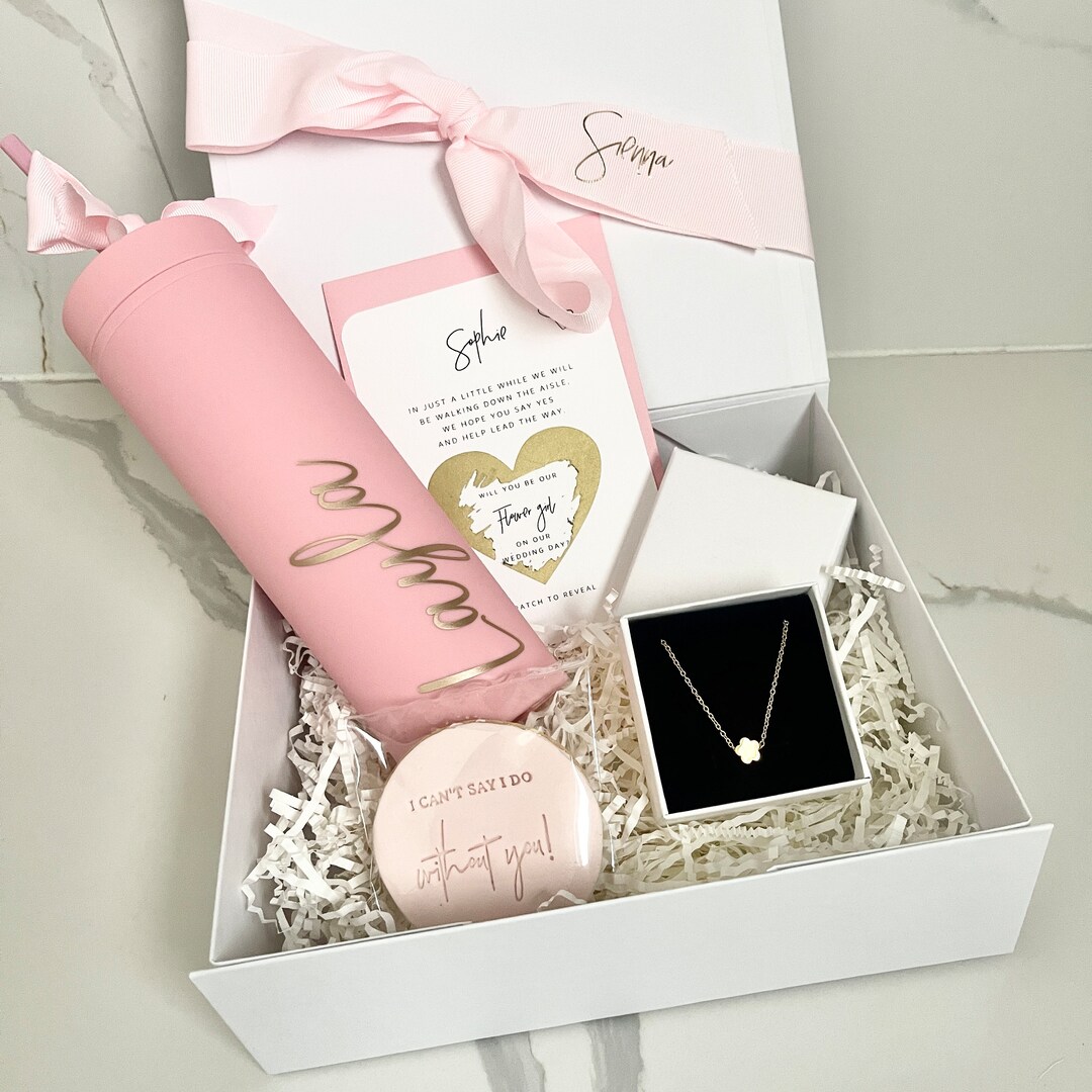 HYDRATE = Flower Girl Proposal Box Pink Personalised Proposal Gift Box ...