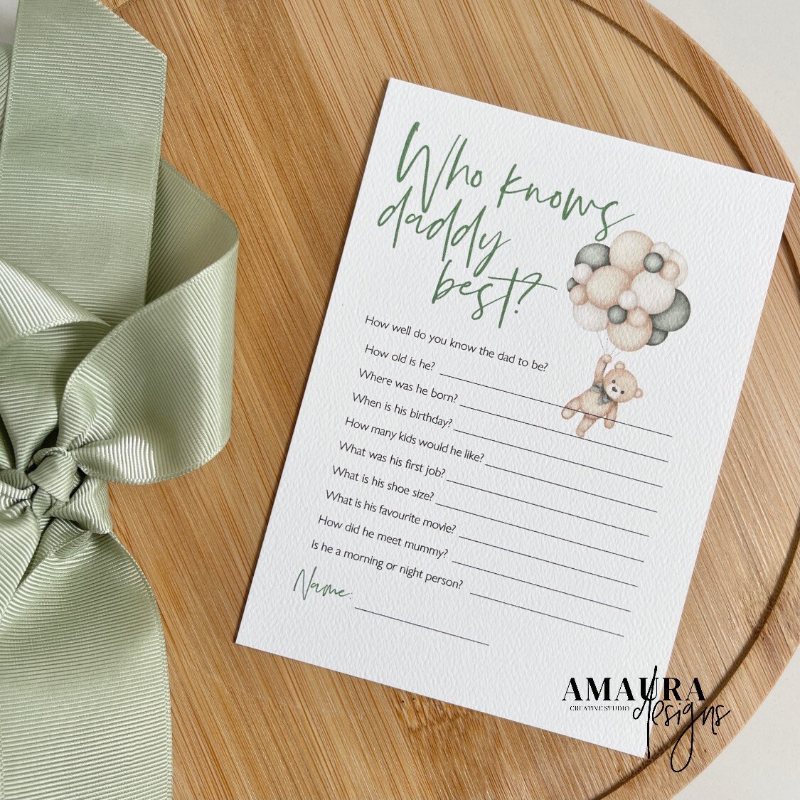 12 X Printed Baby Shower Game Cards Gender Neutral SAGE - Etsy Australia