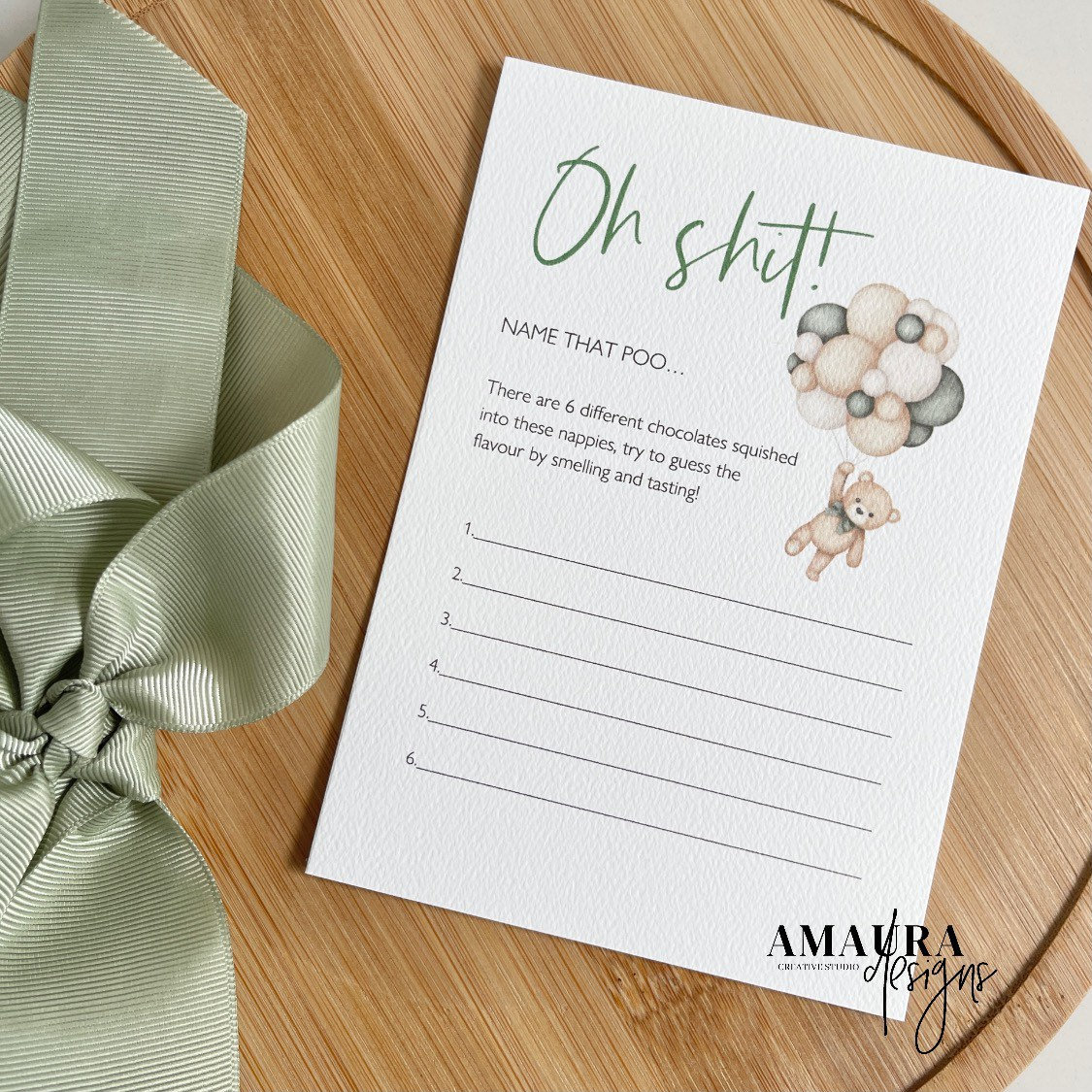 12 X Printed Baby Shower Game Cards Gender Neutral SAGE - Etsy Australia