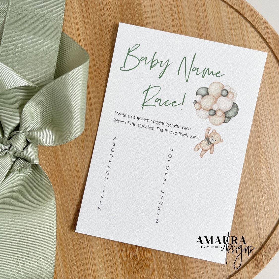 12 X Printed Baby Shower Game Cards Gender Neutral SAGE - Etsy Australia