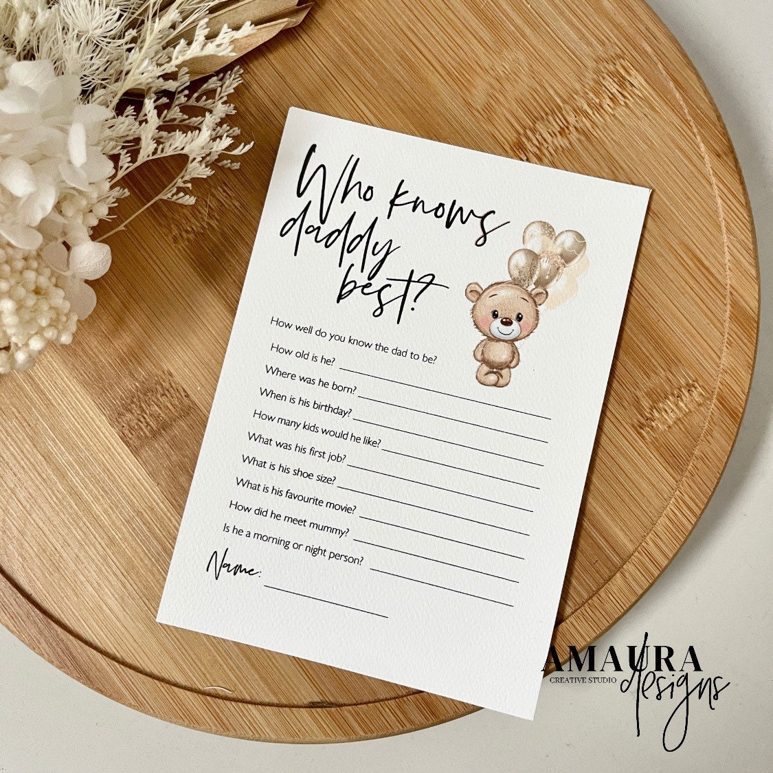 12 X Printed Baby Shower Game Cards Gender Neutral Teddy - Etsy Australia