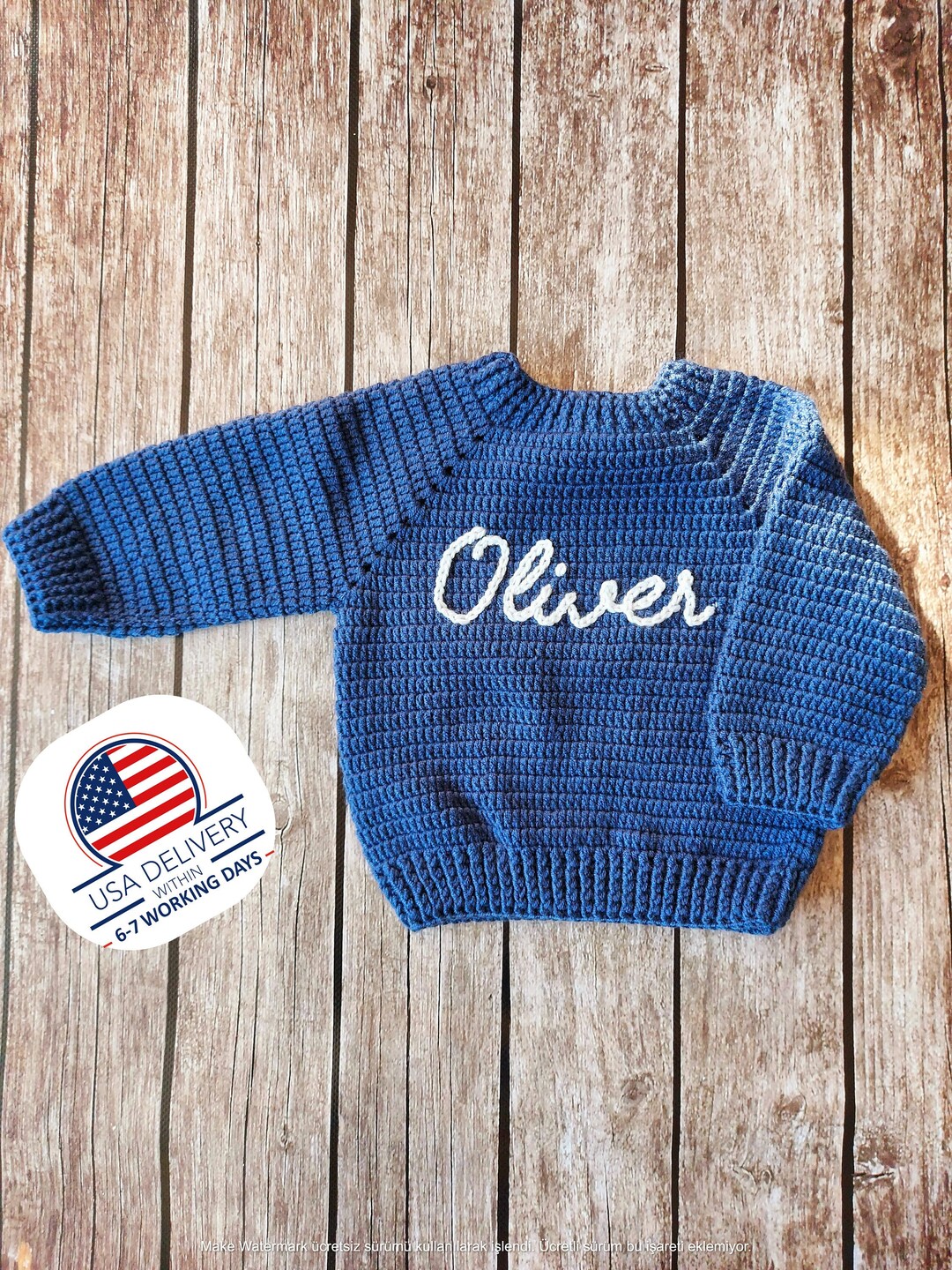 NAME SWEATER BABY Toddler Hand Embroidered Knit Sweater Toddler