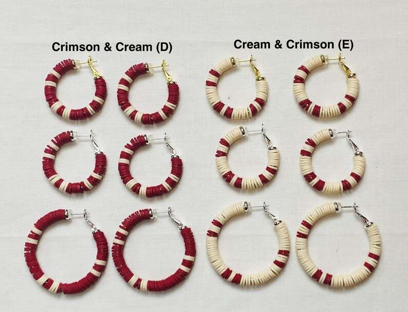 Indiana University Hoosiers Hoop Earrings ~polymer Clay Heishi Beads ...