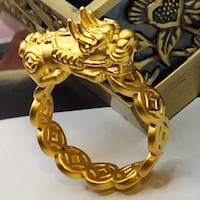 14K Gold Chinese Fu Signet Ring: Personalized Fortune Jewelry - Etsy