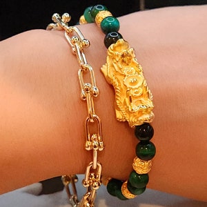 Real 24K Gold Pixiu Bracelet Feng Shui Bracelet Double Pixiu Bracelet ...