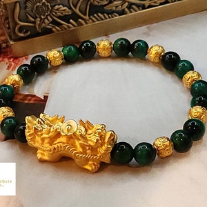 Real 24K Gold Pixiu Bracelet Feng Shui Bracelet Double Pixiu Bracelet ...