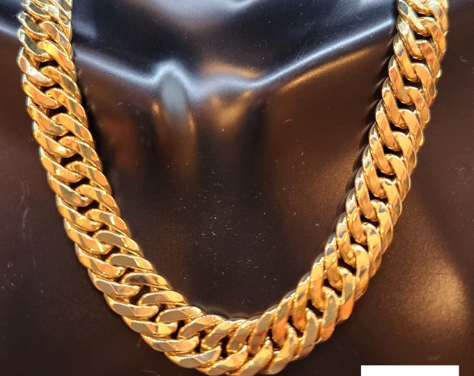 20" 18K Real Gold Chain 18K Curb Chain 18K Chunky Gold Chain Necklace ...